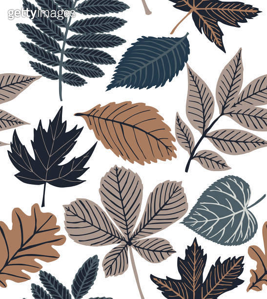 Light Leaves Pattern in Hand-Drawn Doodle Style 이미지 (1172784034) - 게티이미지뱅크