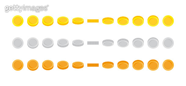 Set of coin sprites illustration for animation frames. Use in game ...