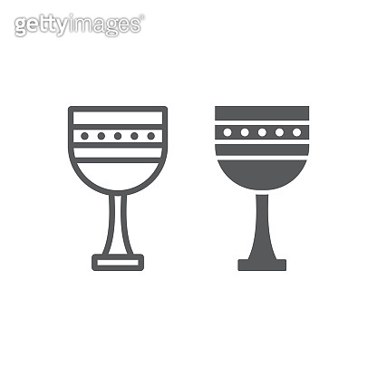 Chalice line and glyph icon, religious and christian, holy cup sign ...