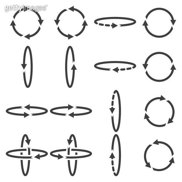 Icon of circular arrows. Turn, flip in different directions. Vector on ...