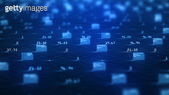 Big data visualization concept. Machine learning algorithms. Analysis of information. Technology ...