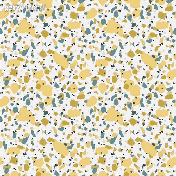 yellow terrazzo flooring vector seamless pattern. Venetian-style ...