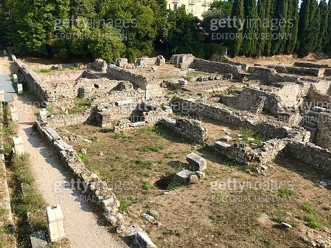 Ancient Roman Bath archaeological ruins Cimiez Nice (1171282289) - 게티이미지뱅크