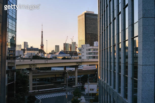 Cityscape from Yurikamome monorail sky train in Takeshiba in Tokyo ...