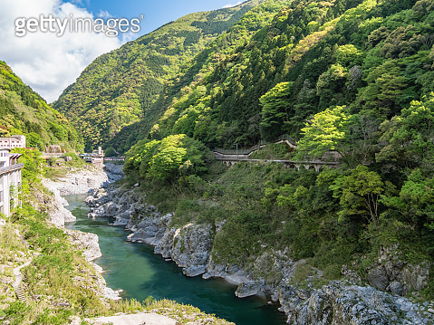 Oboke and Koboke are narrow canyons near the edge of the Iya Valley in ...