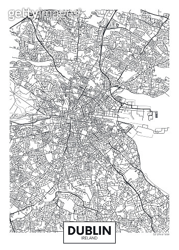 Vector poster detailed city map Dublin 이미지 (1154316859) - 게티이미지뱅크