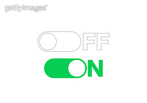 Off or on button. Green on button and linear style off button. Vector ...