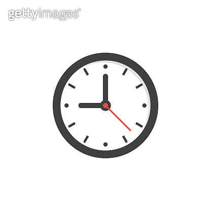 Simple round clock in classic style. Button icon. Vector illustration ...
