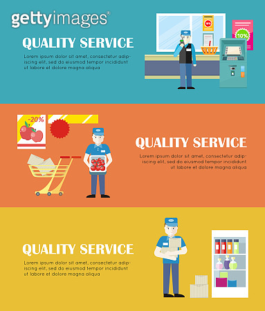 Set of Quality Service in Shop Vector Banners. 이미지 (1153051982) - 게티이미지뱅크