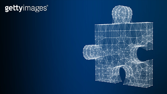 Abstract Low poly puzzle from lines and points 이미지 (1191971209) - 게티이미지뱅크