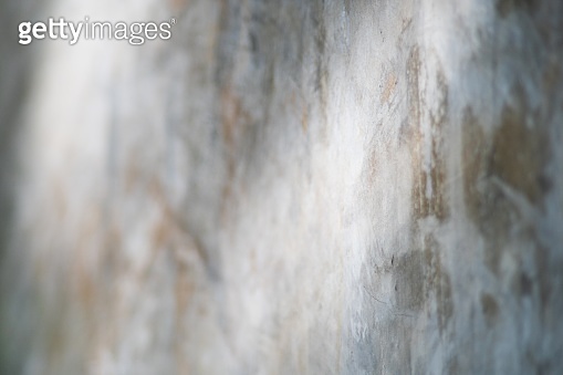selective focus old grungy texture, Side view of grey concrete wall ...