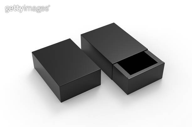 Blank sliding drawer box for branding presentation. 3d render ...