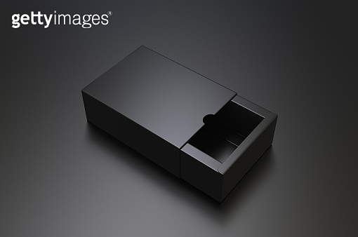 Blank sliding drawer box with thumb cut for branding presentation. 3d ...