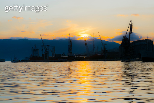 Harbour of Rijeka in sunset in Croatia 이미지 (1170081018) - 게티이미지뱅크