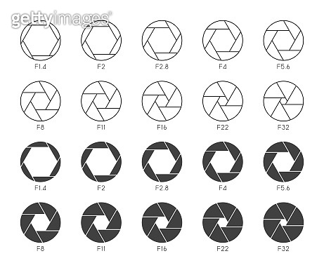 Size of Aperture Set 1 - Multi Thin Icons 이미지 (1132197672) - 게티이미지뱅크