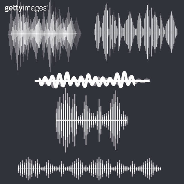 Set of vector black sound wave, equalizer and musical pulse icons.Sound ...