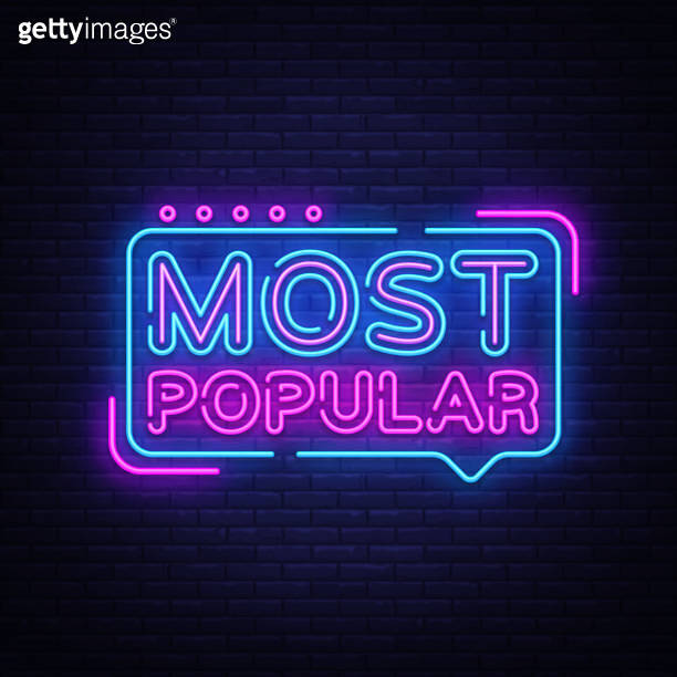 Most Popular neon sign vector. Most Popular Design template neon sign ...