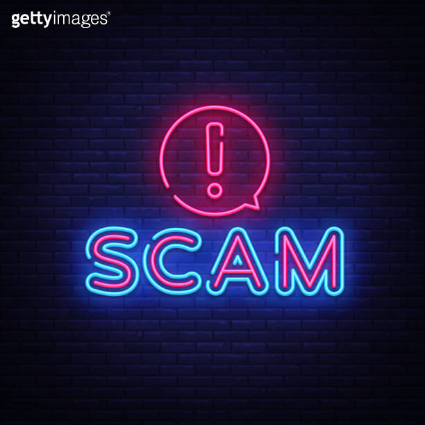 Scam Neon Signboard Vector. Scam neon sign, design template, modern ...