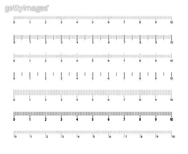Scale for the ruler, metric. A set of size indicators. Inch and metric ...