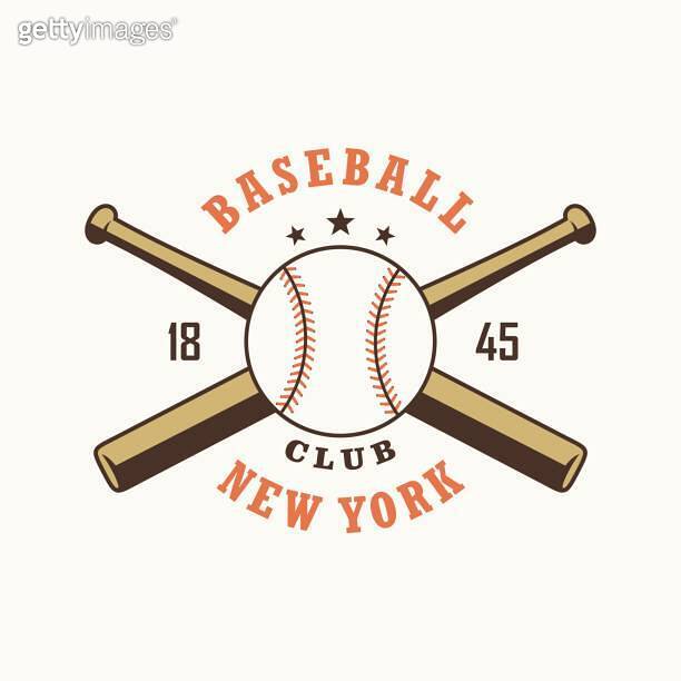 Color illustration of a ball, bat, stars and banner with text. Baseball ...