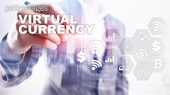 Virtual Currency Exchange, Investment concept. Currency symbols on a ...