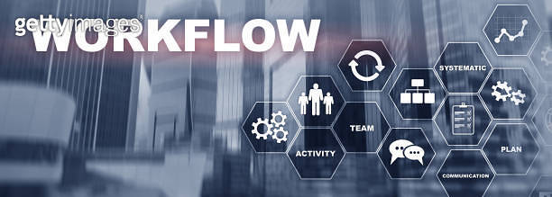 Automation of business workflows. Work process. Website banner 이미지 ...