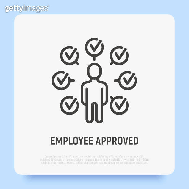 Employee is approved for job. Successful interview. Man with check ...