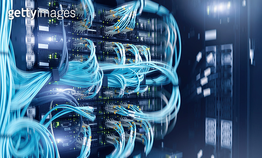 Data center, server room. Web internet and network telecommunication ...