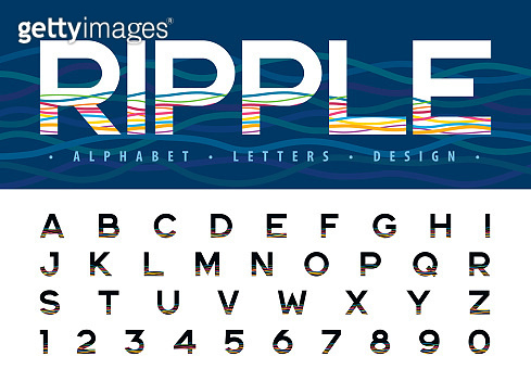 Vector of Alphabet Letters and numbers, Modern Water Ripple Lines ...
