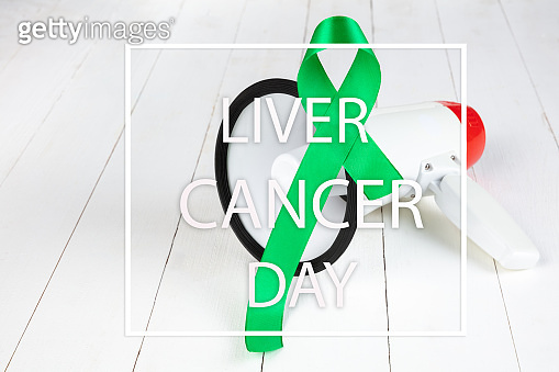 Liver Cancer and Hepatitis B - HVB Awareness month ribbon, Emerald ...