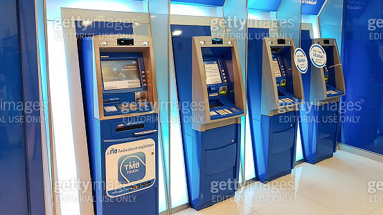 Exterior view of ATM machine. The TMB BANK PUBLIC COMPANY LIMITED ...