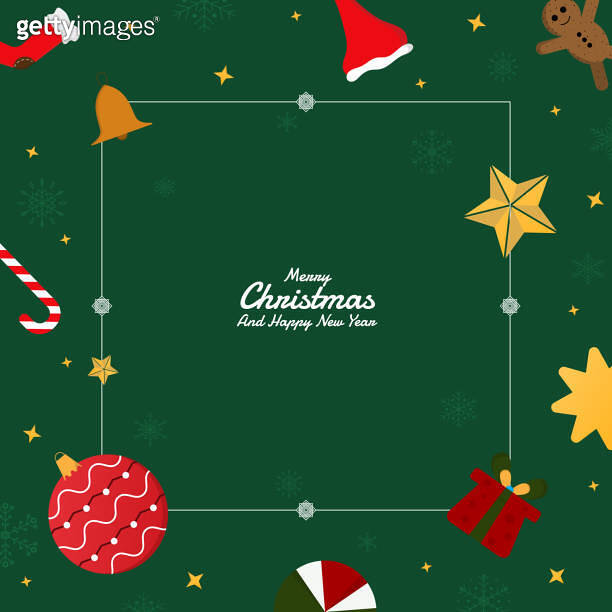 Christmas day green background and snowflake frame modern gift style ...