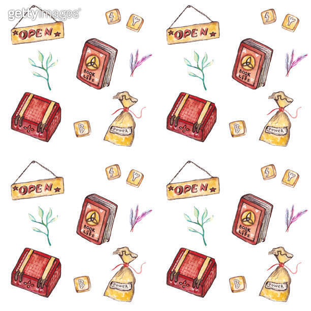 Seamless magic pattern watercolour for textile design. Cartoon ...