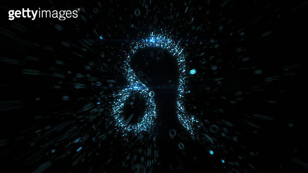Leo zodiac glowing symbol built from flying blue particles in space 이미지 ...