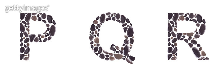 P, Q and R letters made of stones isolated on white background 이미지 ...