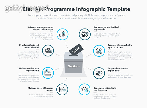 Election programme infographic template with voting paper in the ballot ...