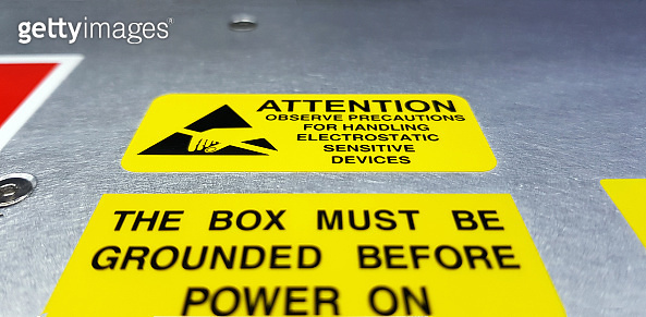 Standard caution label with text for Electrostatic Sensitive Devices ...