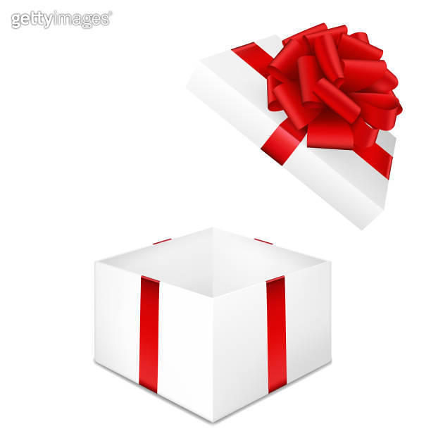 Realistic white box with shadow, blank box template with separate lid ...