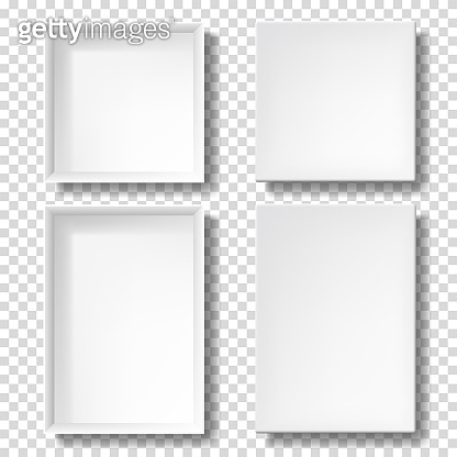 Realistic white box with shadow, blank box template with separate lid ...