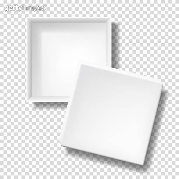 Realistic white box with shadow, blank box template with separate lid ...