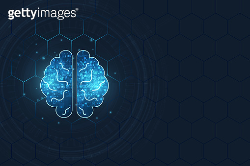technology concept.vector abstract polygonal human brain shape of an ...