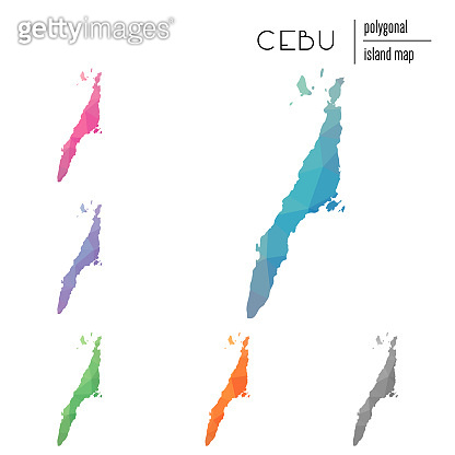 Set of vector polygonal Cebu maps filled with bright gradient of low ...
