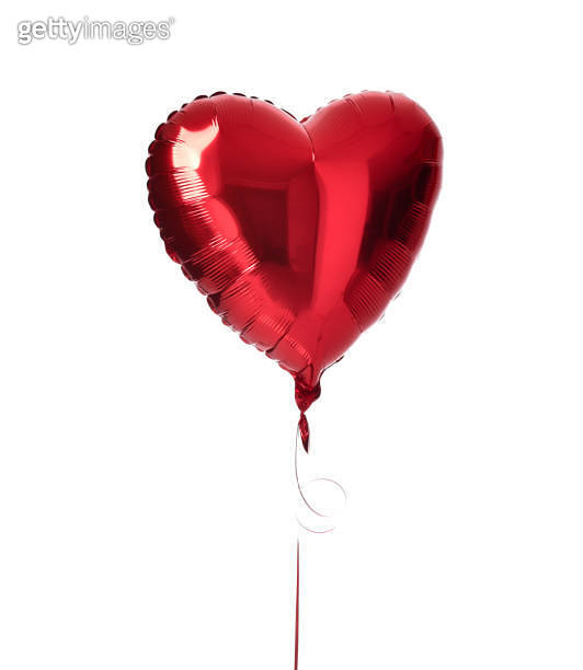 Single red heart balloon object for birthday party or valentines day ...