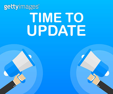 System software update or upgrade. Banner new update. Megaphone with ...