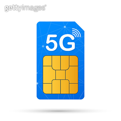 5G Sim Card. Mobile telecommunications technology symbol. Vector ...