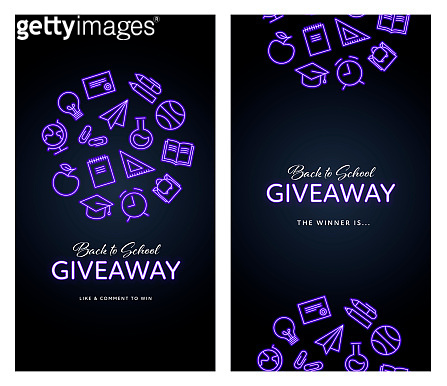Vector social media story neon template. Back to school theme. Circle ...