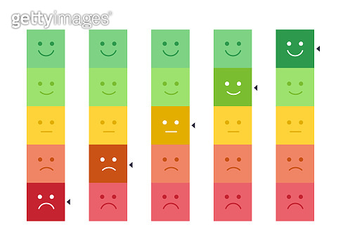 Vector vertical mood feedback tracker set with highlighted selection ...