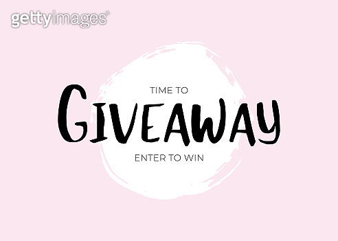 Vector banner with "Time to giveaway. Enter to win" text on pink ...