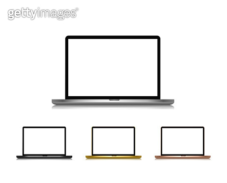 Collection isolated laptops with colorful covering vector illustration ...