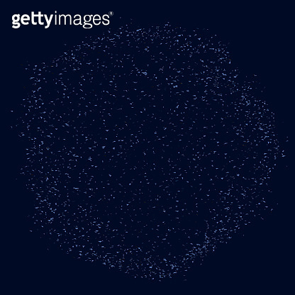 Sphere consisting of many small particles on a dark blue background ...